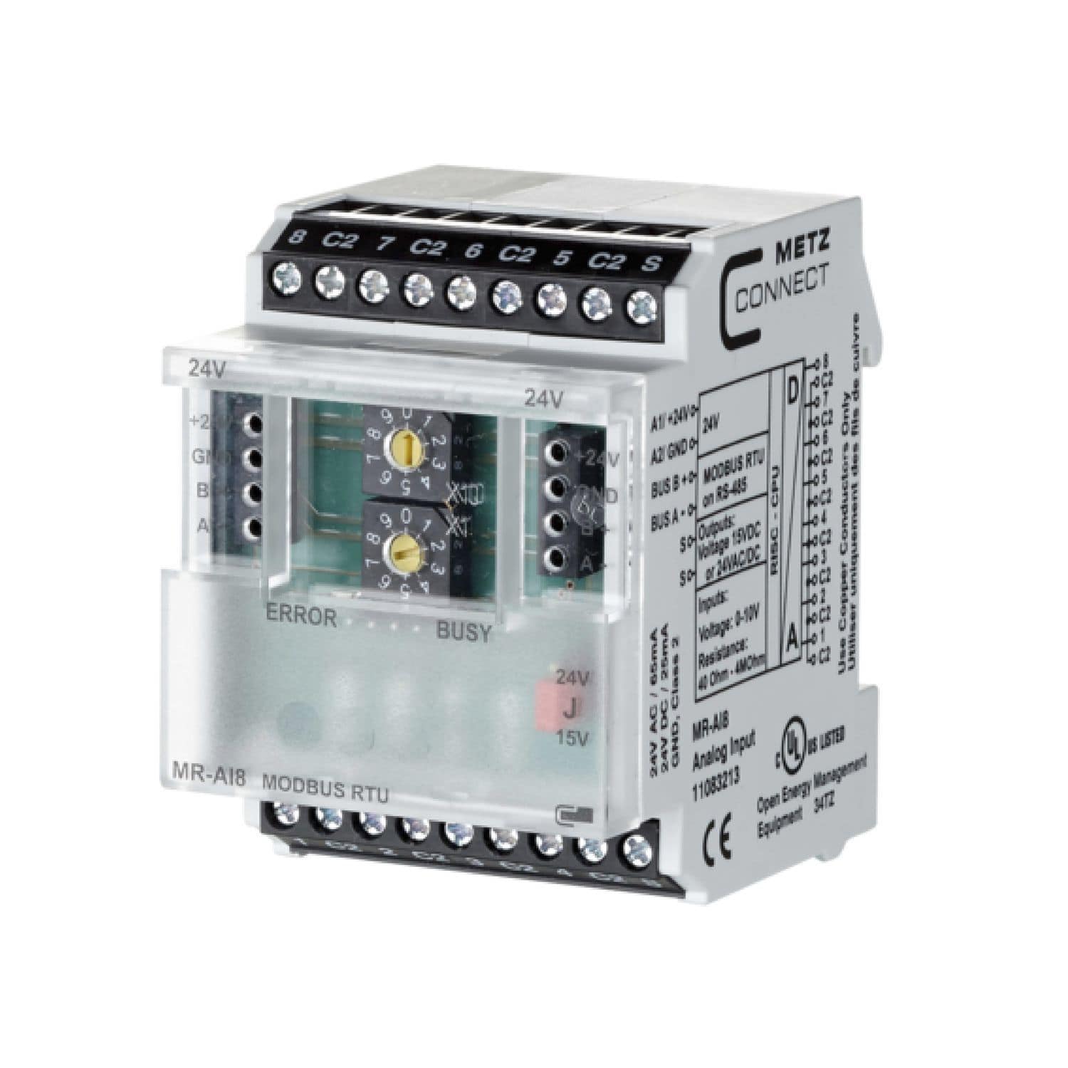 Analoges EA Modul - MR-AI8 Modbus RTU - METZ CONNECT - Modbus RTU / 8 ...