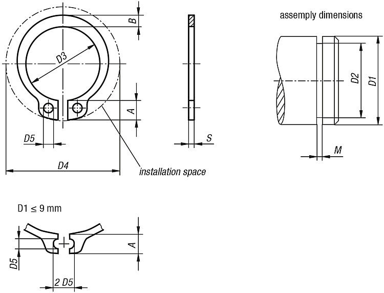 Außen-Sprengring - 07330 - norelem - Éléments standard mécaniques